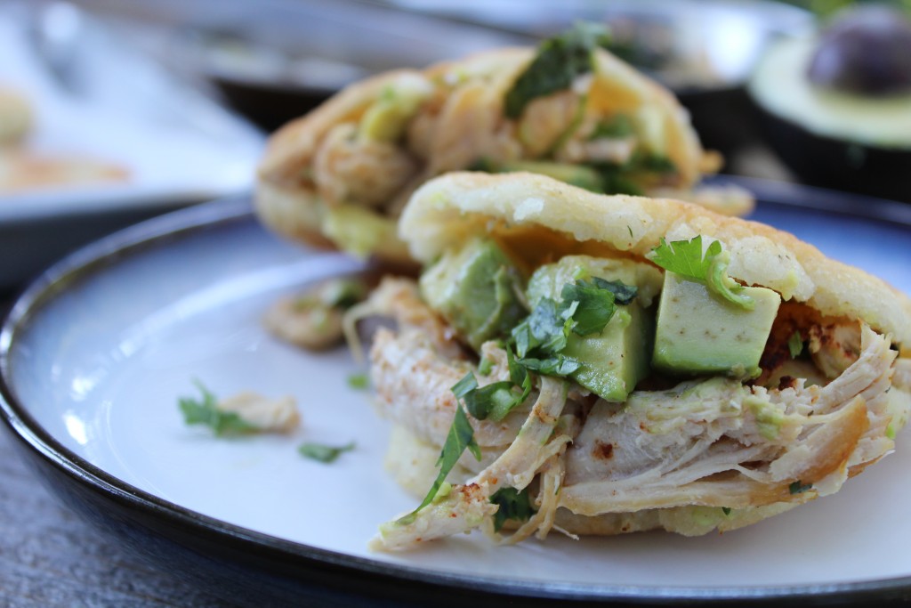 Masa Arepas with Chicken and Avocado Filling, gluten free - KitchOut.com
